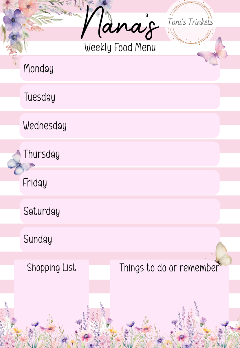 A5 acrylic food menu – Toni's Trinkets